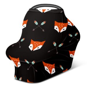 baby car seat stroller covers feather arrows and fox nursing cover breastfeeding scarf soft breathable stretchy infant car canopy coverage carseat cover for boys and girls multi use