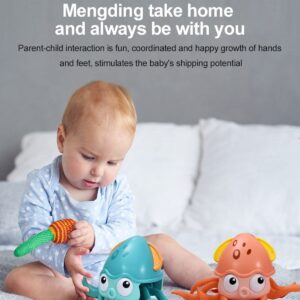 HZMENG Crawling Octopus Baby Toys, Tummy Time Toys with Light Up and Music, Interactive Walking Dancing Toy Controlled by Hands or Feet with Sensor Obstacle Avoidance Function (Pink)