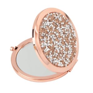 oaiqiy compact mirror, handheld 2.75 inches travel makeup mirror, 1x/2x magnifying round pocket makeup mirror(rose gold)