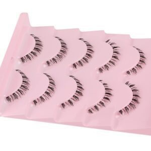 Ruairie False Eyelashes Bottom Lashes Strip with Clear Band 5 Pairs Lower Fake Eyelashes Natural Look Cosplay Eye Lashes Pack Wispy Natural False Lashes