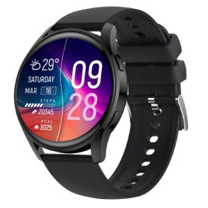 smart watch for men 1.32 inch full touch screen fitness tracker with heart rate monitor sleep tracking pedometer watch waterproof smartwatch for ios android phones (black)