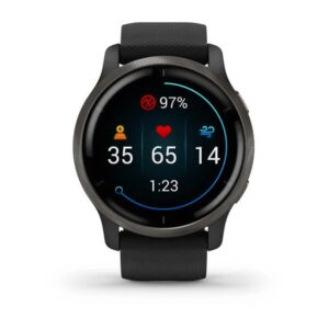 Lumintrail Garmin Venu 2, GPS Smartwatch, Slate Bezel with 45 MM Black Case and Silicone Band, Always-On AMOLED Display, Advanced Health Monitoring and Fitness Features, with a USB Wall Plug