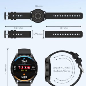 Smart Watch for Men 1.32 inch Full Touch Screen Fitness Tracker with Heart Rate Monitor Sleep Tracking Pedometer Watch Waterproof Smartwatch for iOS Android Phones (Black)