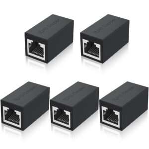 jodroad rj45 coupler, ethernet extender adapter, ethernet coupler, cat7 cat6 cat5e cat5 inline coupler, ethernet connector female to female (5pack, black)