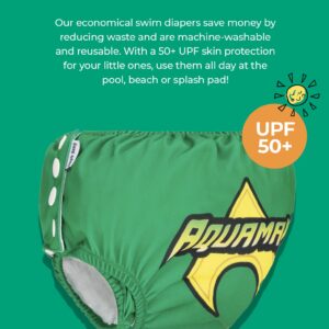 Simple Being Adjustable Snap Reusable Swim Diaper, Double Gusset (DC Aquaman 6 Months)