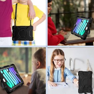 iPad 9.7 inch Case iPad 6th/5th Generation Cases,Case for iPad 9.7 Pro & iPad Air 2 Full-Body Silicone+PC Protection Rotating Stand Shockproof Case for Kids Tablet Cover Navy+Green