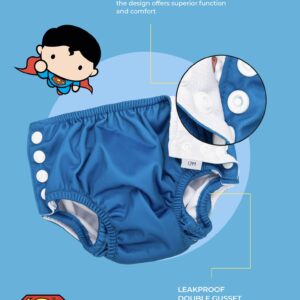 Simple Being Adjustable Snap Reusable Swim Diaper, Double Gusset (DC Superman 18 Months)