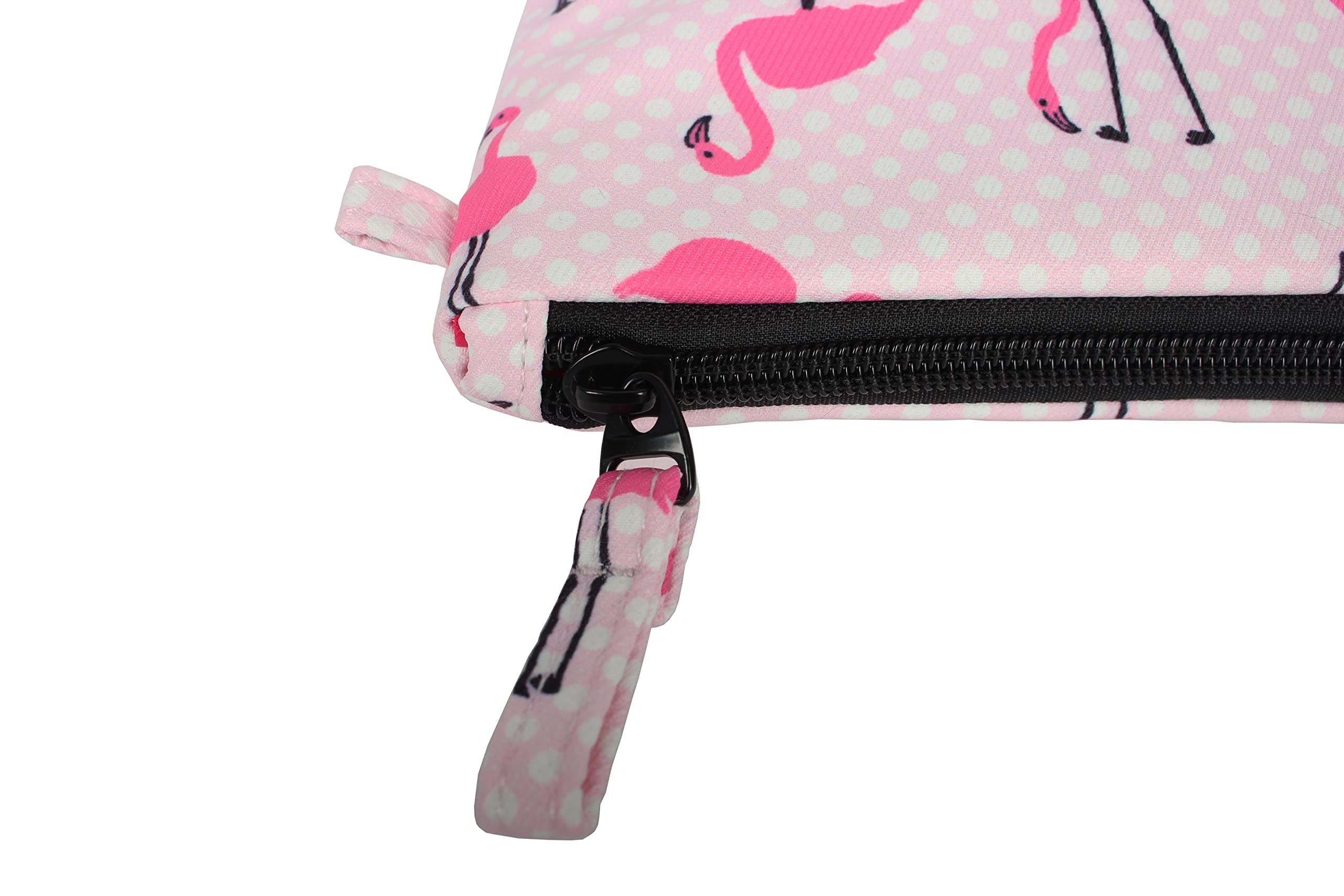 Betsey Johnson 8.5 Inch Zipper Cosmetic Pouch Small Toiletry Bag–Lightweight Durable Polyester Organizer with Inner Zipped Pocket Good For Makeup Accessories and Travel Needs (Flamingo Strut)