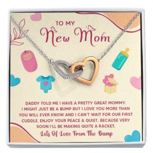 teesware pregnancy gift for mom, to my mommy necklace baby bump, mommy to be gifts for 1st time mom