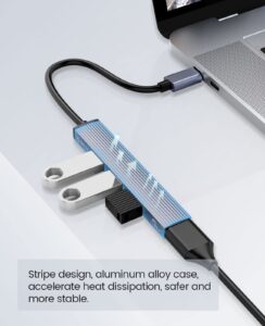 orico mini usb c hub extensions, 4 port usb 3.0 hub expander, aluminum shell with usb3.0 port, usb2.0 port, for laptop, pc, mac, xps, – portable multi usb port & computer type-c hub