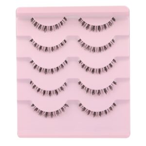 Ruairie False Eyelashes Bottom Lashes Strip with Clear Band 5 Pairs Lower Fake Eyelashes Natural Look Cosplay Eye Lashes Pack Wispy Natural False Lashes