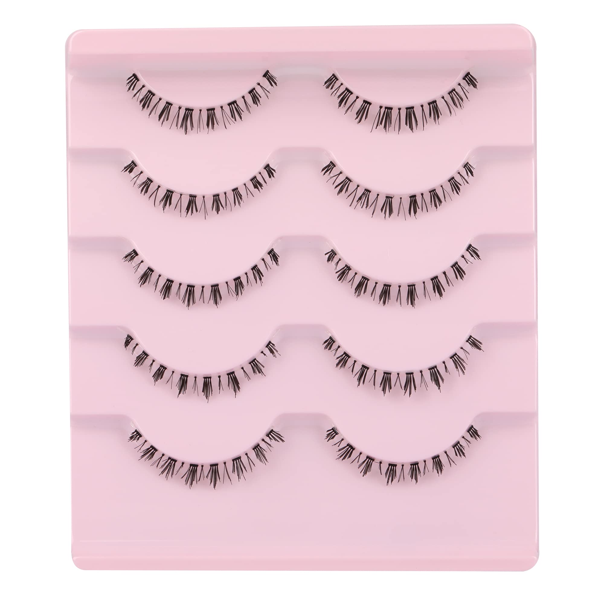 Ruairie False Eyelashes Bottom Lashes Strip with Clear Band 5 Pairs Lower Fake Eyelashes Natural Look Cosplay Eye Lashes Pack Wispy Natural False Lashes