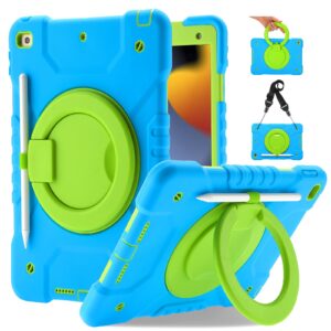 ipad 9th/8th/7th generation case for ipad 10.2 inch case with pencil holder,ipad case compatible with ipad 10.2 inch 2021/2020/2019 shock resistant rugged case ipad kids case with 360° swivel stand