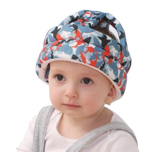 baby head protector, asunine baby infant toddler safety helmet for crawling walking, no bump safety head cushion bumper bonnet, adjustable breathable protective cap (cute shark)