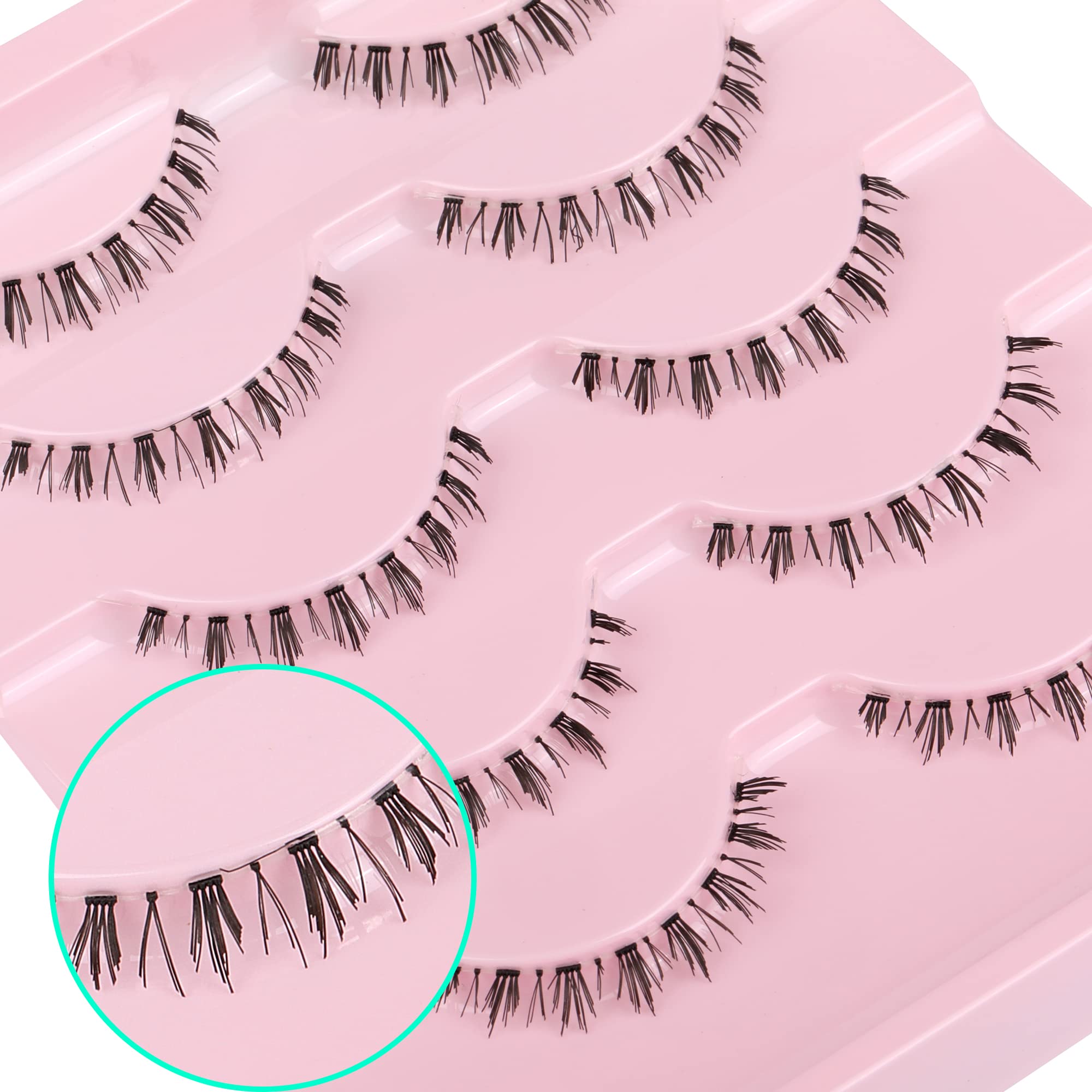 Ruairie False Eyelashes Bottom Lashes Strip with Clear Band 5 Pairs Lower Fake Eyelashes Natural Look Cosplay Eye Lashes Pack Wispy Natural False Lashes