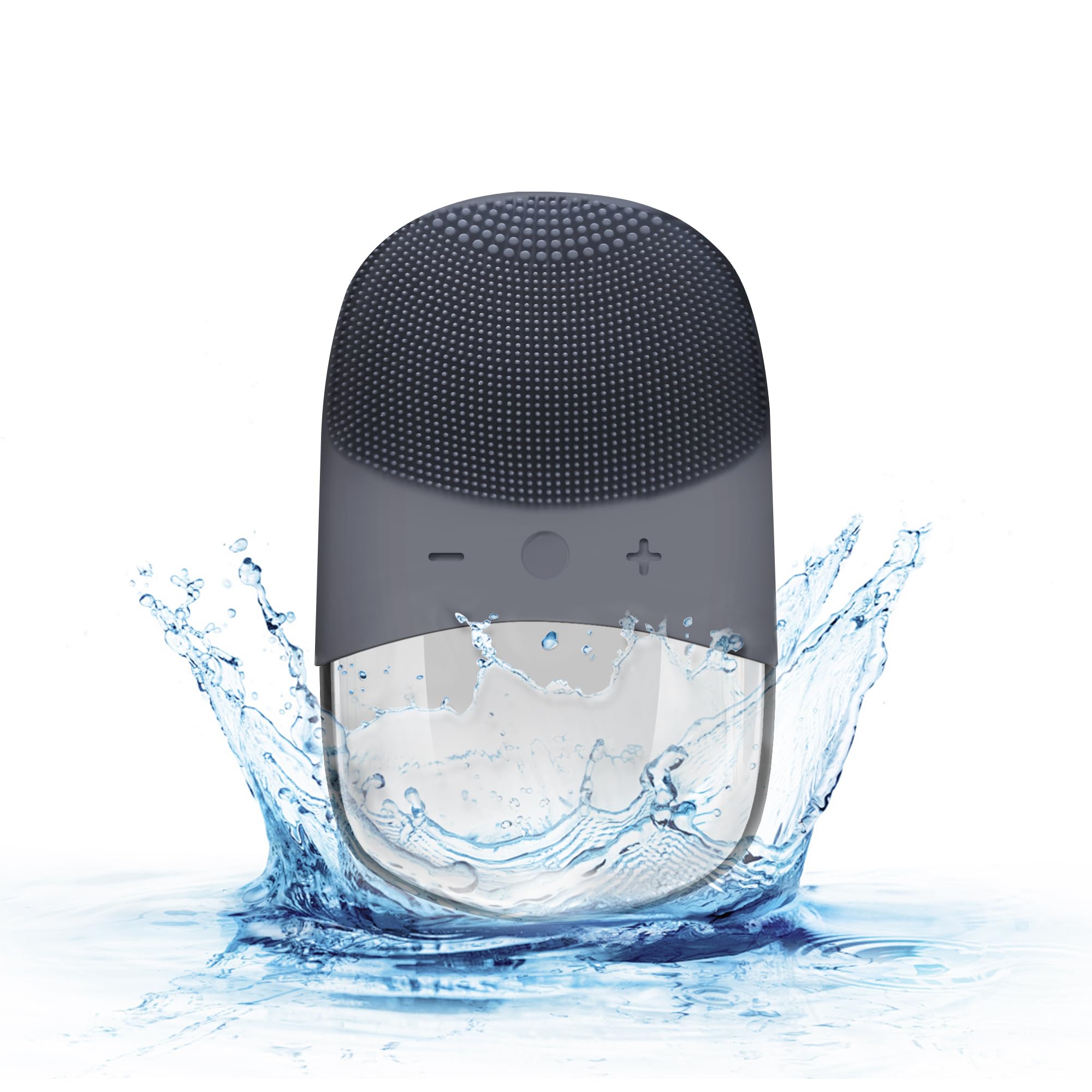 Silicone Face Scrubber, SIWIEY IPX7 Waterproof Sonic Facial Cleansing Brush, USB Rechargeable Sonic Massage Face Brush for Deep Cleansing, Gentle Exfoliating and Massaging (Grey)