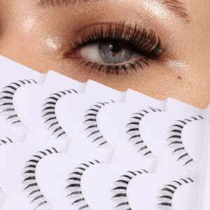 False Eyelashes Bottom Lashes Wispy Natural Mink Lashes Clear Band DIY Lashes Reusable Soft Handmade Lashes Pack