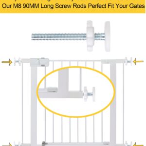 4 Pack Baby Gate Threaded Spindle Rod 8MM(M8), Replacement Screw Bolts Hardware Parts Kit for Pet & Dog Pressure Mounted Safety Door & Stair Gates (a White)