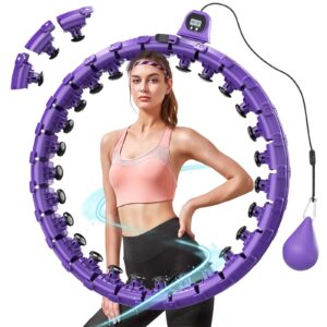 tohoyard weighted hula hoop, smart weighted fit hoop for adults weight loss, 2 in 1 smart hoola exercise hoops with 27 adjustable detachable knots hoops auto-spinning ball for adults and beginners