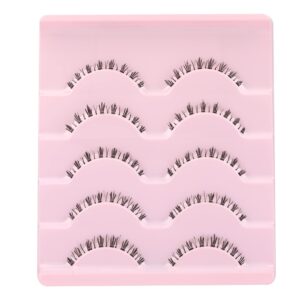 Ruairie False Eyelashes Bottom Lashes Strip with Clear Band 5 Pairs Lower Fake Eyelashes Natural Look Cosplay Eye Lashes Pack Wispy Natural False Lashes