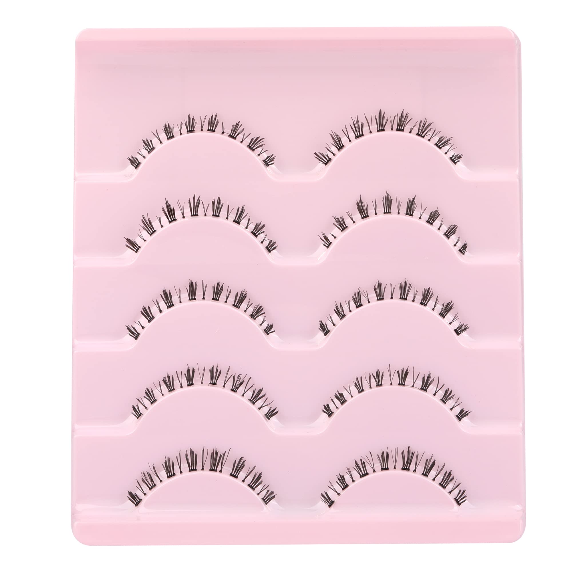 Ruairie False Eyelashes Bottom Lashes Strip with Clear Band 5 Pairs Lower Fake Eyelashes Natural Look Cosplay Eye Lashes Pack Wispy Natural False Lashes