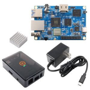 orange pi 3 lts allwinner h6 2gb lpddr3 8gb emmc flash quad core 64 bit single board computer 5v3a type-c support android 9.0, ubuntu, debian mini pc (pi3 lts+ type-c power supply+al heat sink+case)