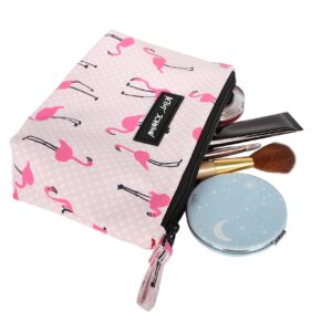 Betsey Johnson 8.5 Inch Zipper Cosmetic Pouch Small Toiletry Bag–Lightweight Durable Polyester Organizer with Inner Zipped Pocket Good For Makeup Accessories and Travel Needs (Flamingo Strut)