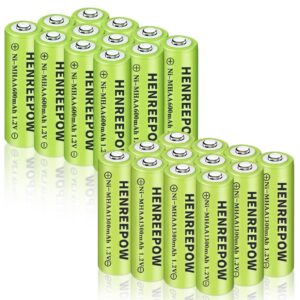 henreepow ni-mh aa rechargeable batteries, double a high capacity 1.2v 1300mah/600mah pre-charged for garden landscaping outdoor solar lights, string lights, pathway lights (aa-12pack)