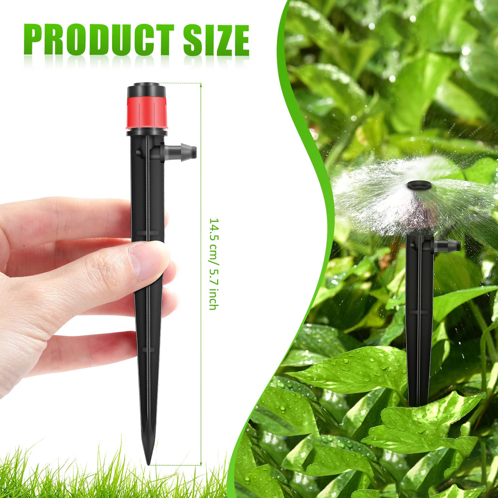 Remagr 300 Pcs Drip Irrigation Emitters for 1/4 Inch Drip Irrigation Tubing Flow Drippers 360 Degree Adjustable Drip Irrigation Emitters with Stake Irrigation Sprayers for Garden Lawn Flower Bed