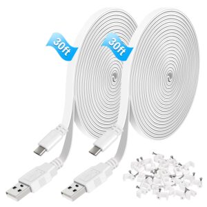 2pack 30ft/9m Power Extension Cable for Wyze Cam v4/v3/OG/v3 Pro,Wyze Cam Outdoor,Wyze Cam Pan,Arlo Pro 2/Essential,Eufy,Kasa,Blink Mini/Outdoor 3rd,Micro USB Charging Cord for Security Camera