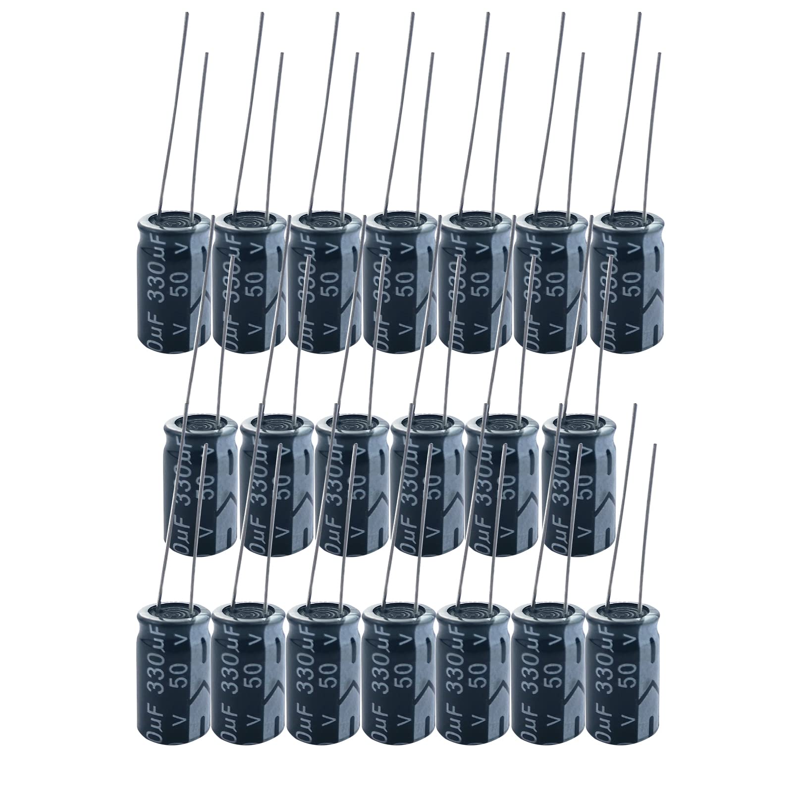 20pcs 330uF 50V Capacitor,10X17MM Electrolytic Capacitors 50V,330uf Capacitor Aluminum Industrial Electrical Capacitors for DIY Soldering Electronic Projects