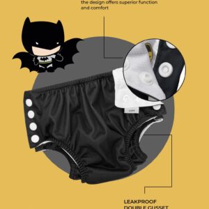 Simple Being Adjustable Snap Reusable Swim Diaper, Double Gusset (DC Batman 6 Months)