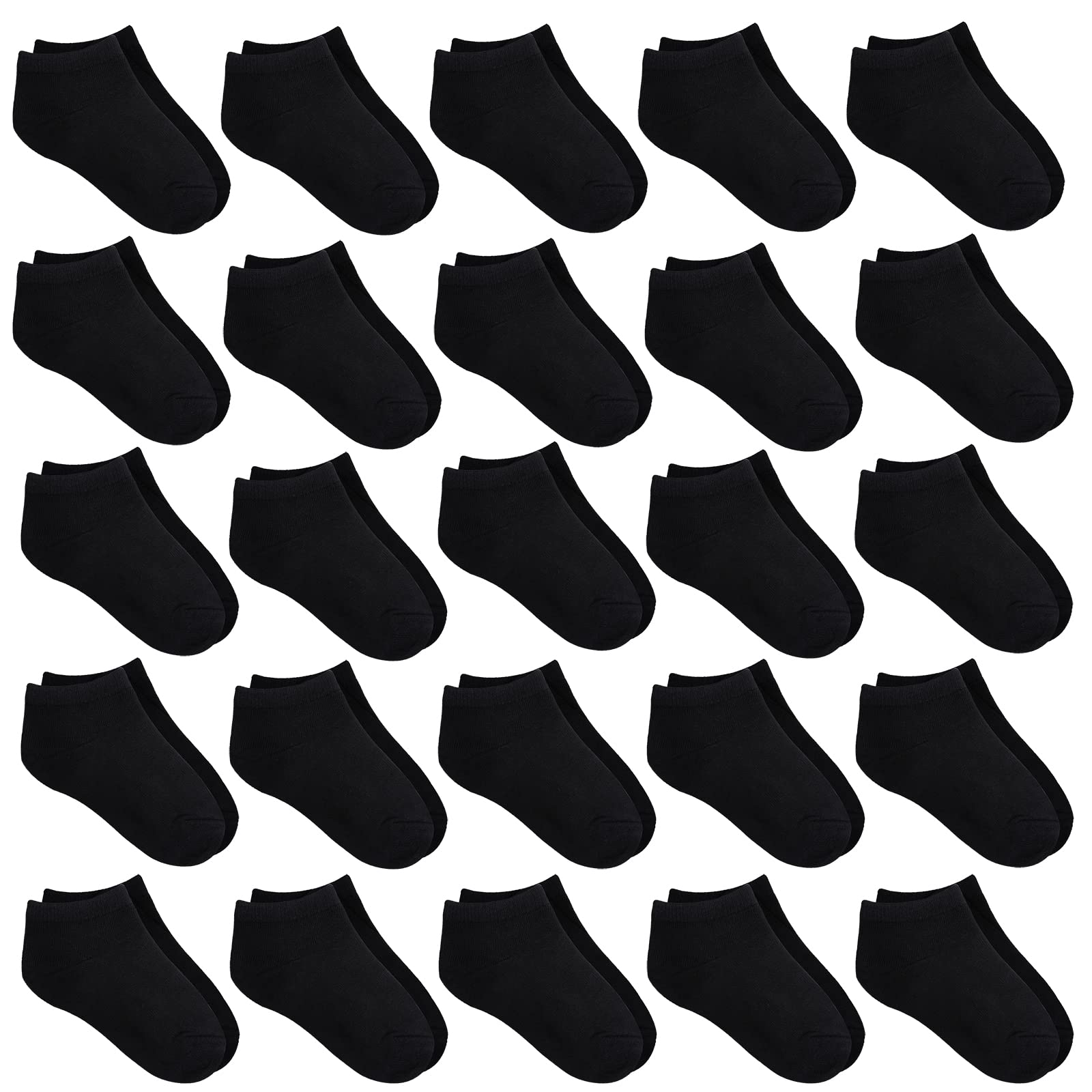 TODDOR 25 Pairs Kids Socks Low Cut Half Cushion Ankle Socks for Boys or Girls (2-4T, Black)