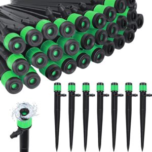 remagr 300 pcs adjustable drip emitters for 1/4 inch 360 degree water flow drippers drip irrigation tubing with stake irrigation sprayers for garden irrigation system lawn flower bed