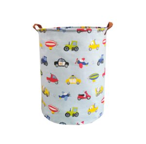 inslike kids laundry basket waterproof collapsible laundry hamper toy box storage bin for nursery hamper cloth home gift basket(blue cars)