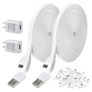 2pack 30ft/9m power extension cable for wyze cam v4/v3/og/v3 pro,wyze cam outdoor,wyze cam pan,arlo pro 2/essential,eufy,kasa,blink mini/outdoor 3rd,micro usb charging cord for security camera