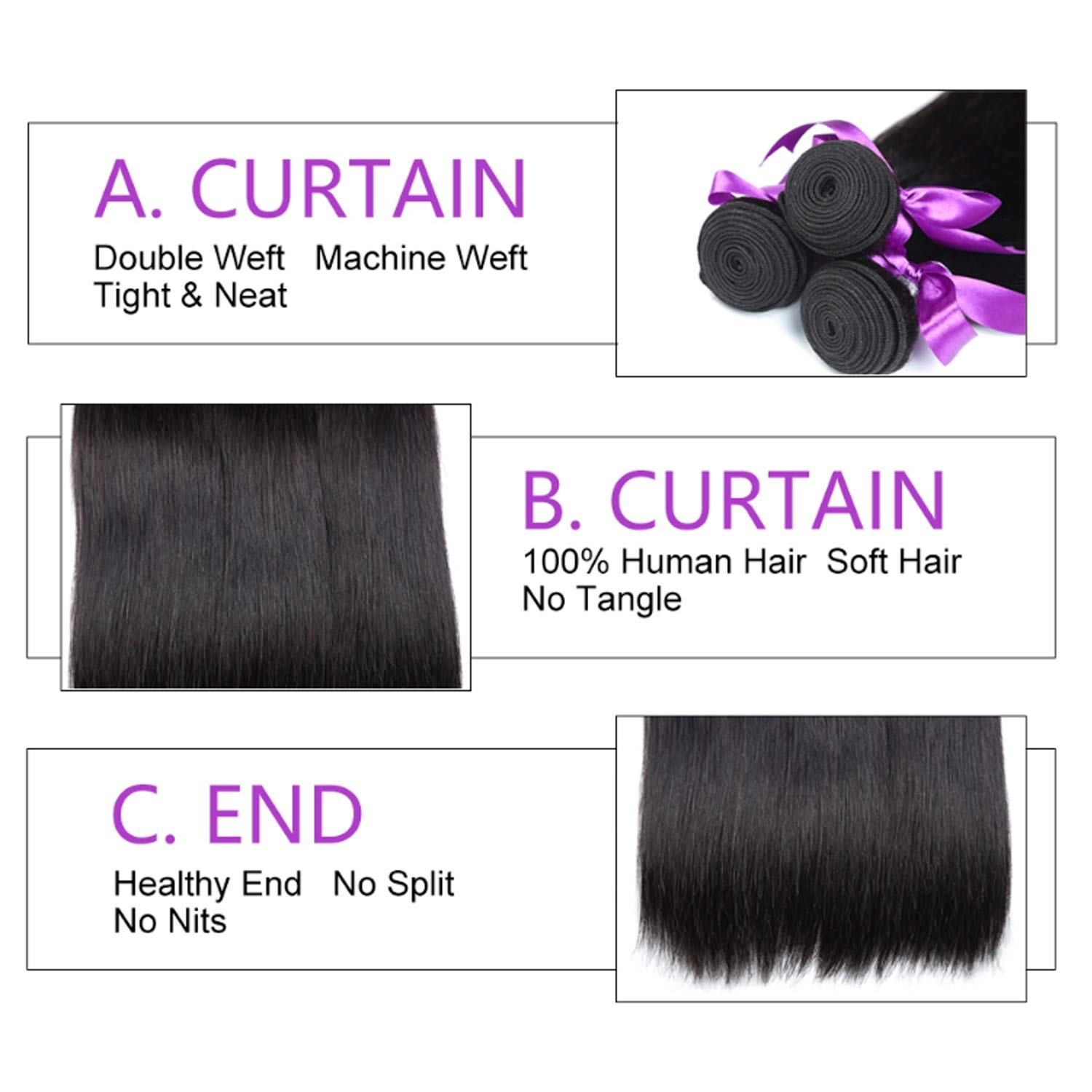 Hair Extensions, Wigs & Accessories Malaysian Straight Hair 3 Bundles With 13 * 4 Lace Frontal Closure Hair Weave Bundles Non Remy Human Hair Extension for Women (Length : 26 26 26Cl20)