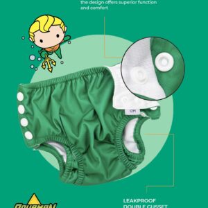 Simple Being Adjustable Snap Reusable Swim Diaper, Double Gusset (DC Aquaman 6 Months)