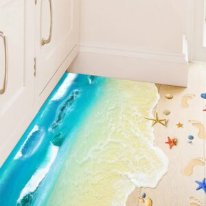 3d water waves beach ocean waterproof creative floor tiles painting murals wall sticker home decor (blue)