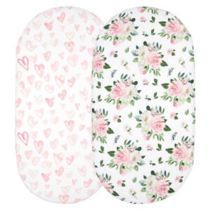 apone fatu moses basket baby sheet bassinet set 2 pack sheet cradle fit for halo bassinet swivel sleeper fitted hourglass bassinet mattress sheet (16.5" x 32", flower+love)