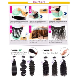 Hair Extensions, Wigs & Accessories Malaysian Water Wave Hair Bundles 8-28 inch 100% Human Hair Weave Remy Hair Natural Color 4 pcs Hair Weaves for Women (Stretched Length : 22 24 26 28)