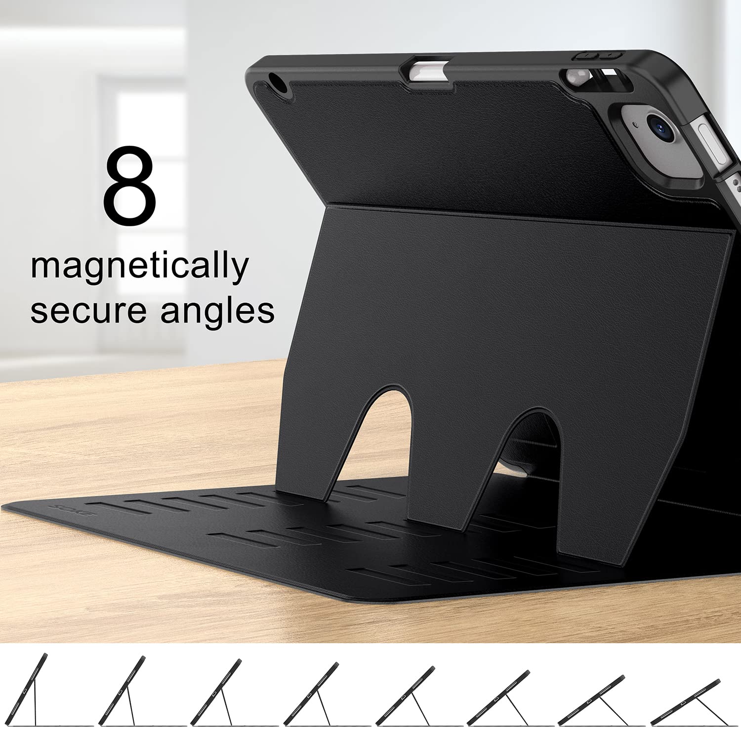 Soke [Luxury Series] Case for iPad Air 5th Generation 2022/ iPad Air 4th Generation 10.9 inch/iPad Pro 11 Inch(2020/2021) - [8 Magnetic Stand + Auto Sleep/Wake + Full Body Protective Cover], Black