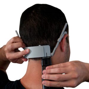 neckscaper self-trimming template for grooming your neckline, durable, adjustable, and includes a travel case