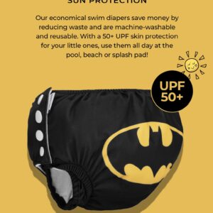 Simple Being Adjustable Snap Reusable Swim Diaper, Double Gusset (DC Batman 12 Months)