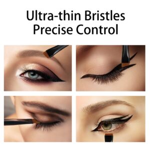 Ultra-Thin Eyebrow Brush Set - Raffaello 3Pcs Angled Precision Eyeliner Makeup Brushes, Cruelty-Free Synthetic Bristles Slanted Eyeshadow Eye Brow Tinting Kit (Black)