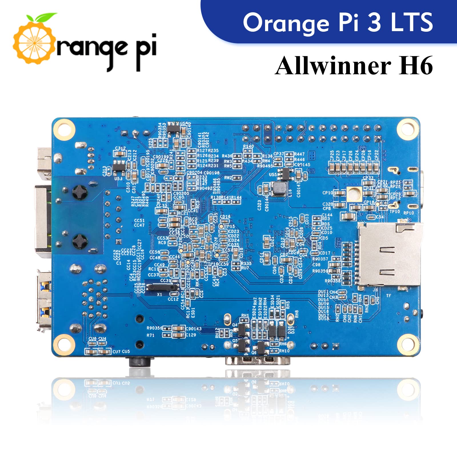 Orange Pi 3 LTS Allwinner H6 2GB LPDDR3 8GB EMMC Flash Quad Core 64 Bit Single Board Computer Support Android 9.0, Ubuntu, Debian Mini PC (PI3 LTS)