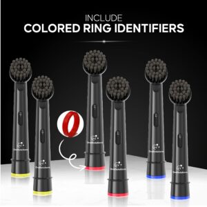 Oral Solutions Electric Toothbrush Replacement Heads - 6-Pack Charcoal Toothbrush Heads Compatible with Most Oral B Toothbrushes - Charcoal Brush for More Effective Teeth Whitening and Plaque Removal