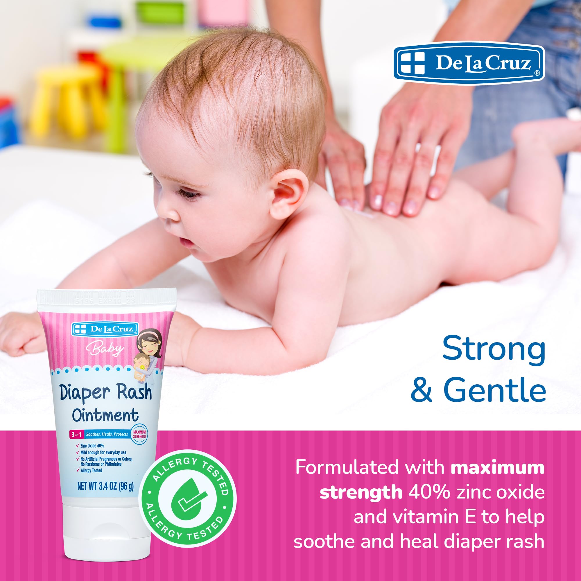 De La Cruz - Gas Drops for Babies and Baby Diaper Rash Cream with Zinc Oxide Bundle