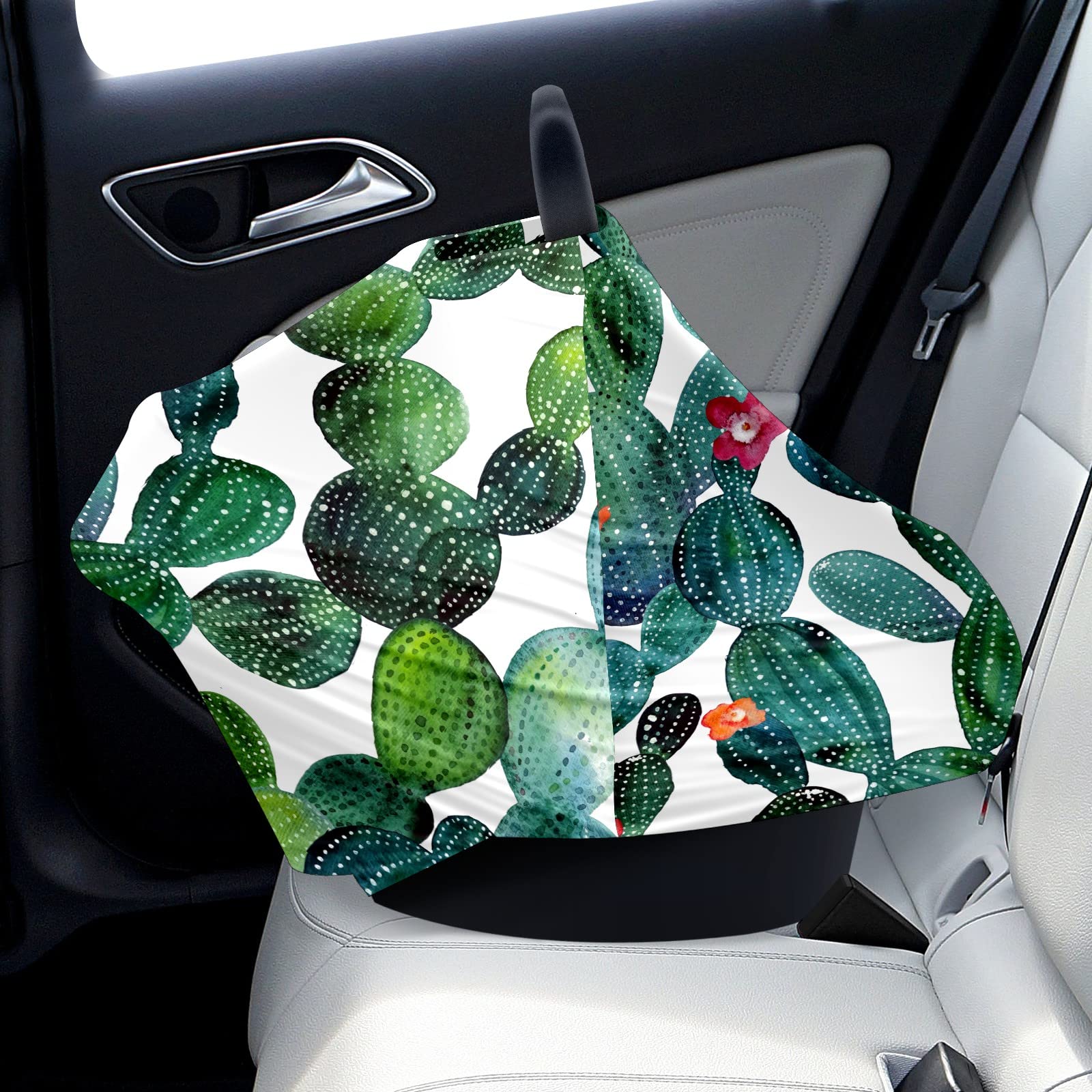 Baby Car Seat Stroller Covers Cactus Collettion Nursing Cover Breastfeeding Scarf Soft Breathable Stretchy Infant Car Canopy Coverage Carseat Cover for Boys and Girls Multi Use