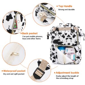 LIMHOO 3 in 1 Diaper Bag Backpack, Multifunction Large Baby Bags with Changing Pad & Stroller Straps, Waterproof Nappy Bag for Mom Baby Care (Cow Print)